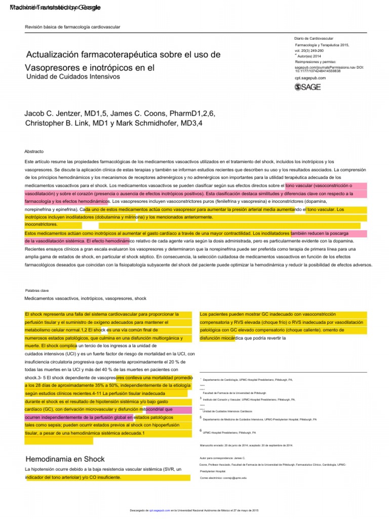 Vasopresores e Inotropicos Muy Bueno2015 | PDF | Insuficiencia cardíaca ...