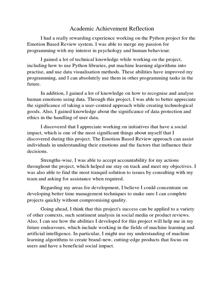academic achievement reflection | PDF