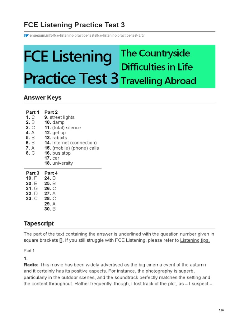 Engexam - info-FCE Listening Practice Test 3 | PDF