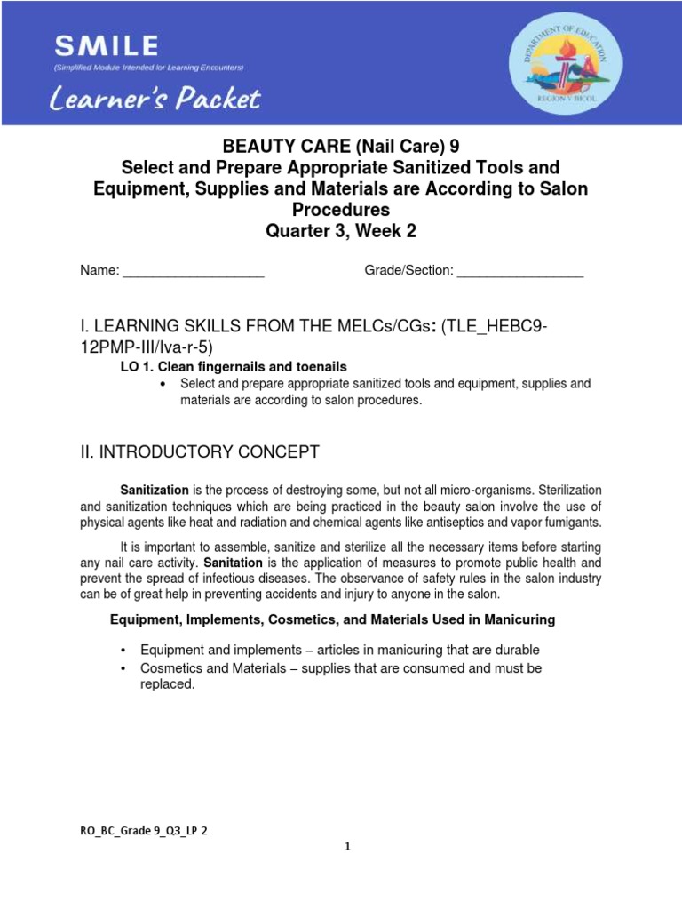 LP2 RO TLE-HE BC G9 Q3.edited | PDF | Nail (Anatomy) | Foot
