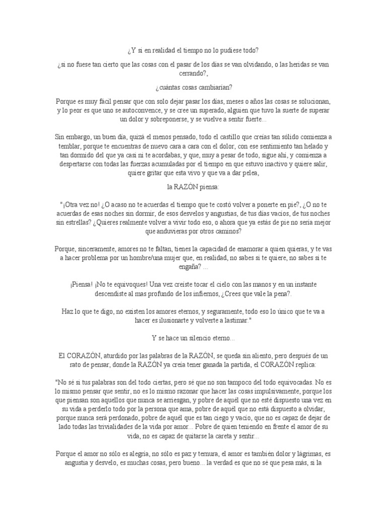 El dilema entre razón y corazón en el amor | PDF | Amor