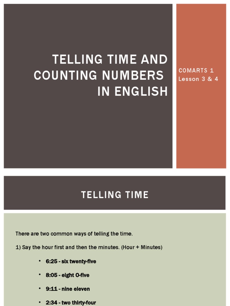 COUNTING NUMBERS and Telling Time in English | PDF