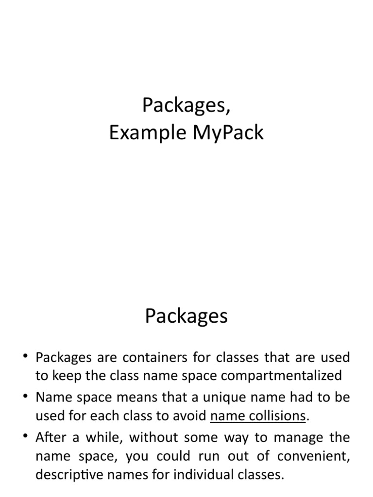 Packages Example Mypack Pdf Namespace Class Computer Programming 3378