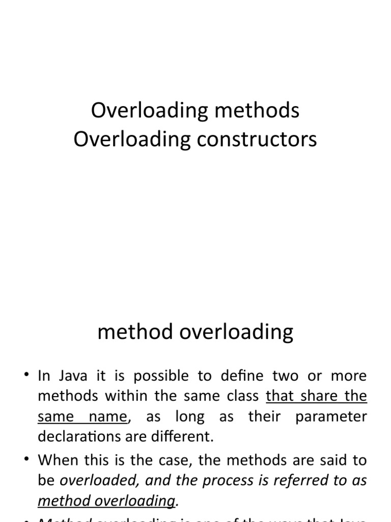 Overloading Methods Overloading Constructors Pdf Parameter Computer Programming Method