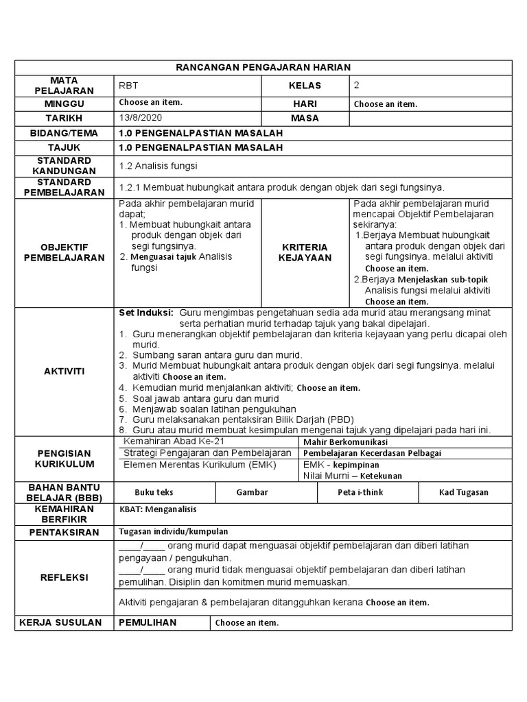 RPH Minggu 2 2022 | PDF