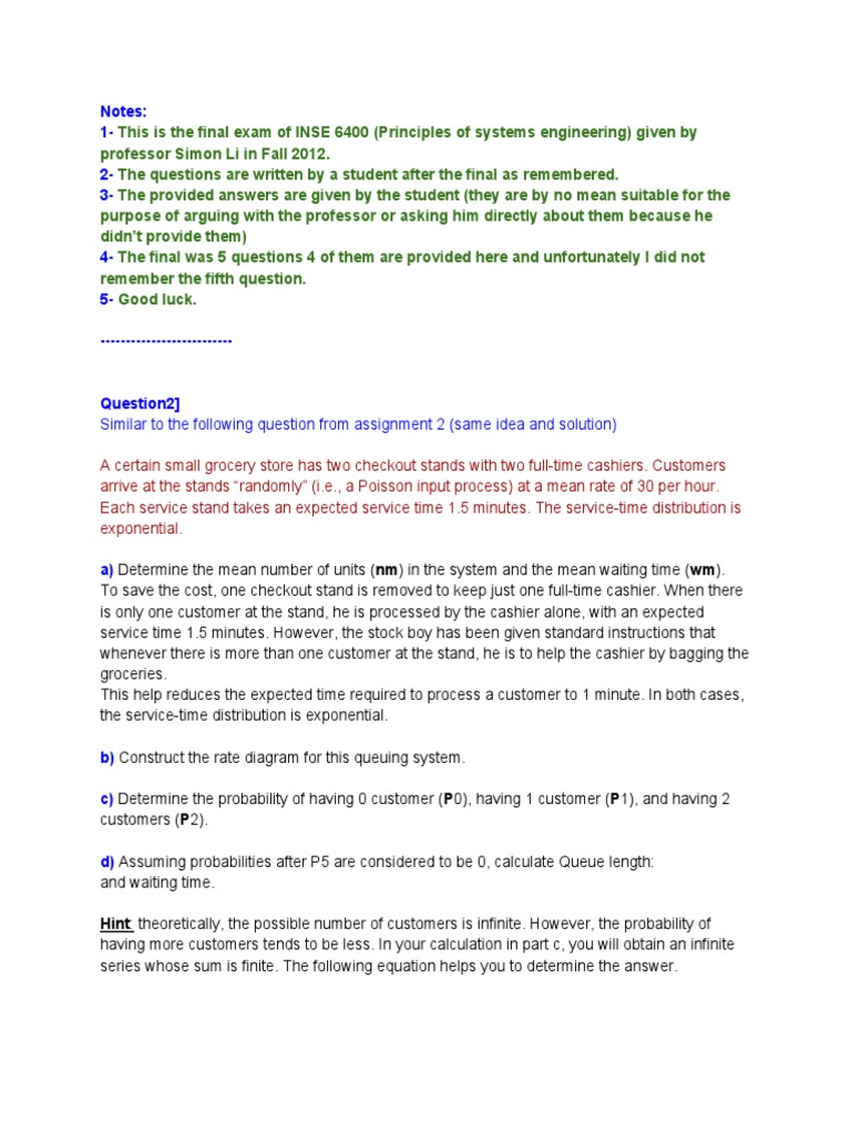 INSE6400FinalFall2012 PDF | PDF | Applied Mathematics | Mathematics