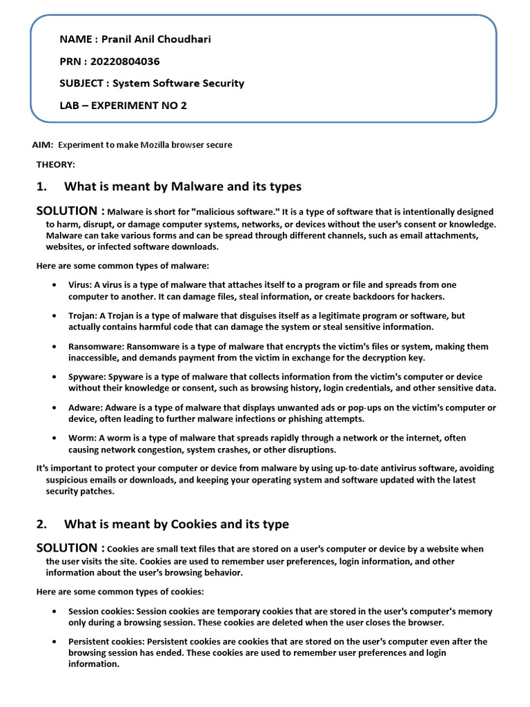 Pranil SSS LAB 2 | Download Free PDF | Http Cookie | Malware