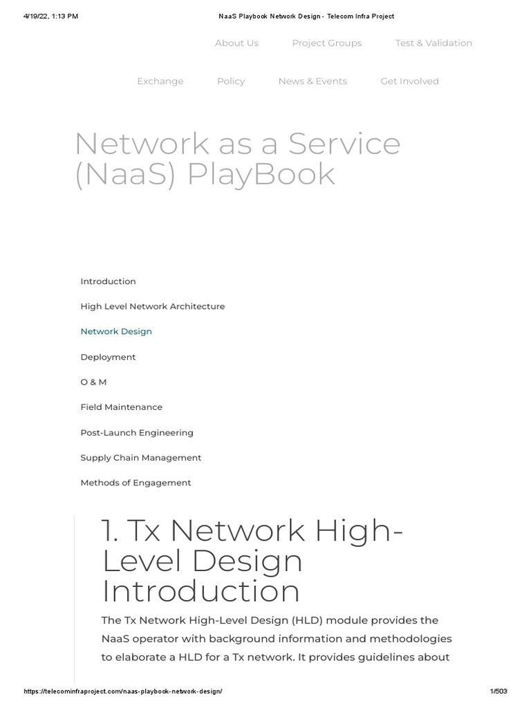 Network As A Service (Naas) Playbook: 1. TX Network High-Level Design ...