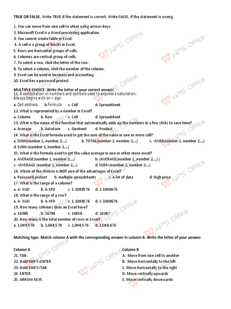 Unit Test 2 | PDF | Microsoft Excel | Spreadsheet
