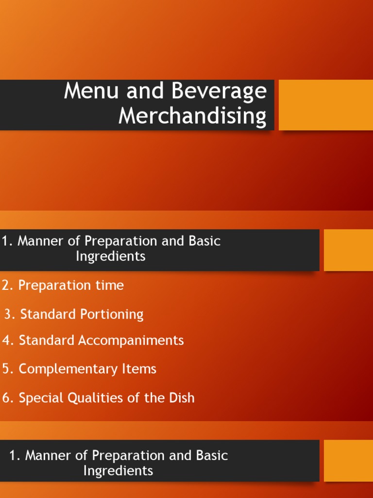 Menu and Beverage Merchandising Tips | PDF | Drink | Meal