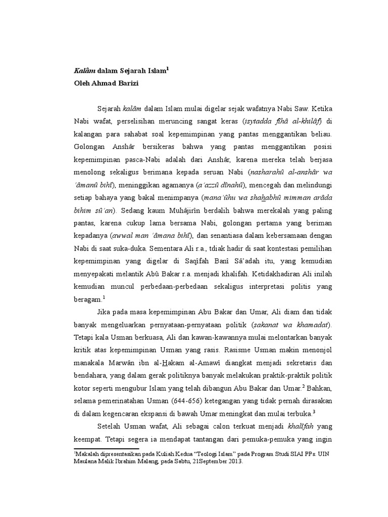 TEOSOFI 0 Kalâm Dalam Sejarah Islam | PDF