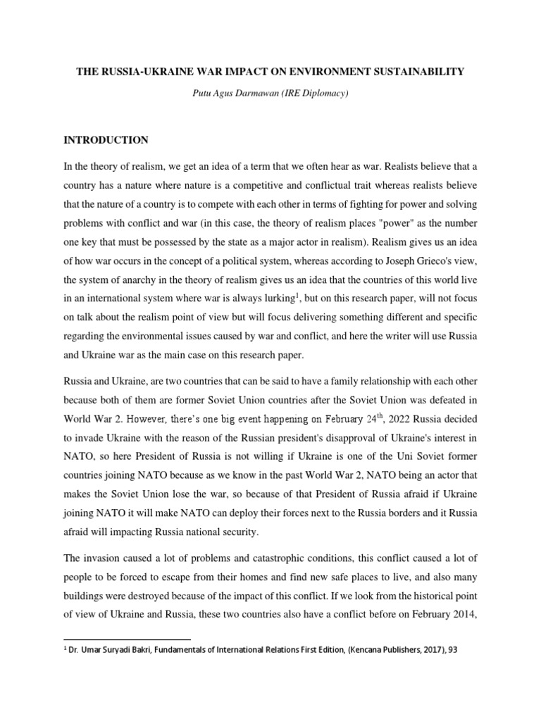 Environmental Impact of Russia-Ukraine War | PDF | Pollution | Water