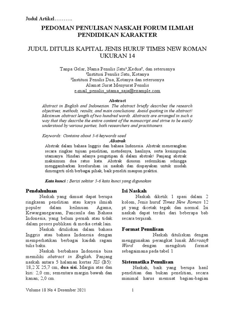 Pedoman Penulisan Artikel Jurnal | PDF