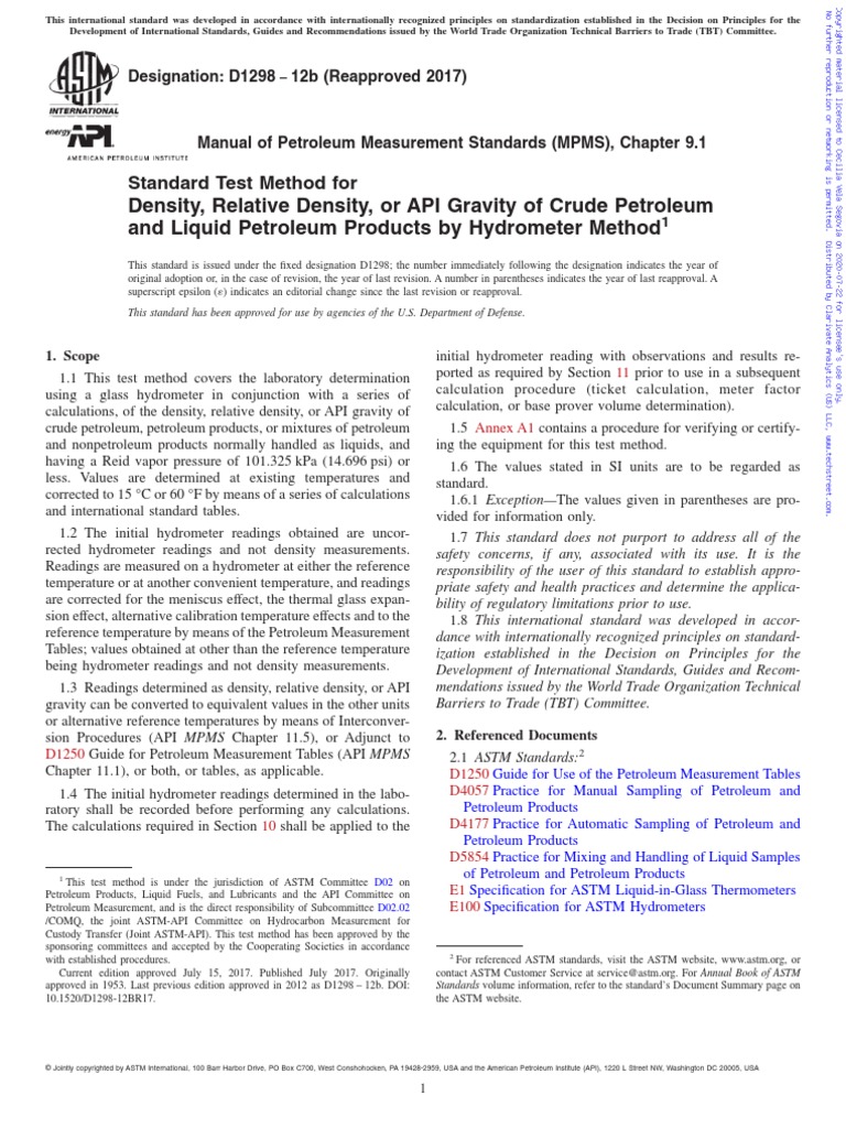 ASTM D1298 G. Especifica-Ingles | PDF | Density | Temperature