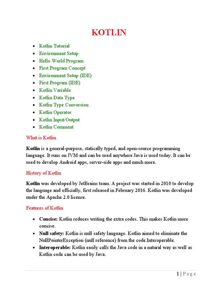 What Is Kotlin | PDF | Data Type | Computer Programming