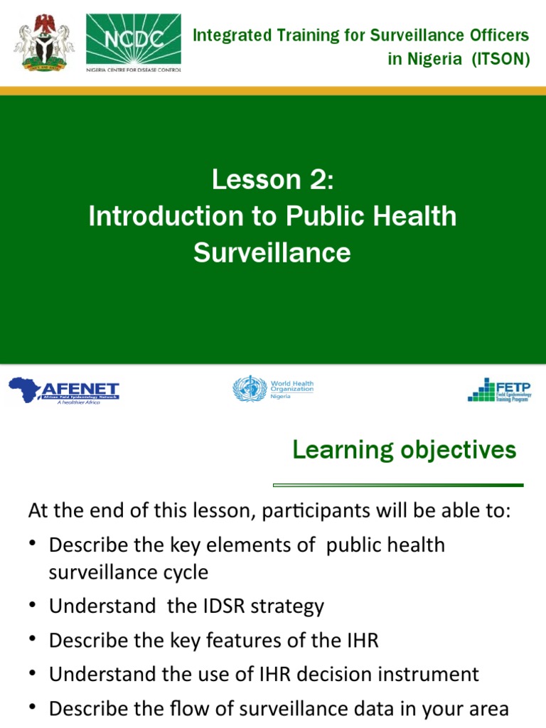 Lesson 2: Introduction To Public Health Surveillance: Integrated ...
