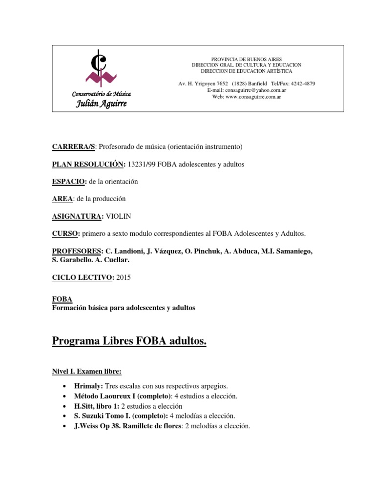 2020-Programa Libre Foba Adultos | Descargar gratis PDF | Concierto | Sonata