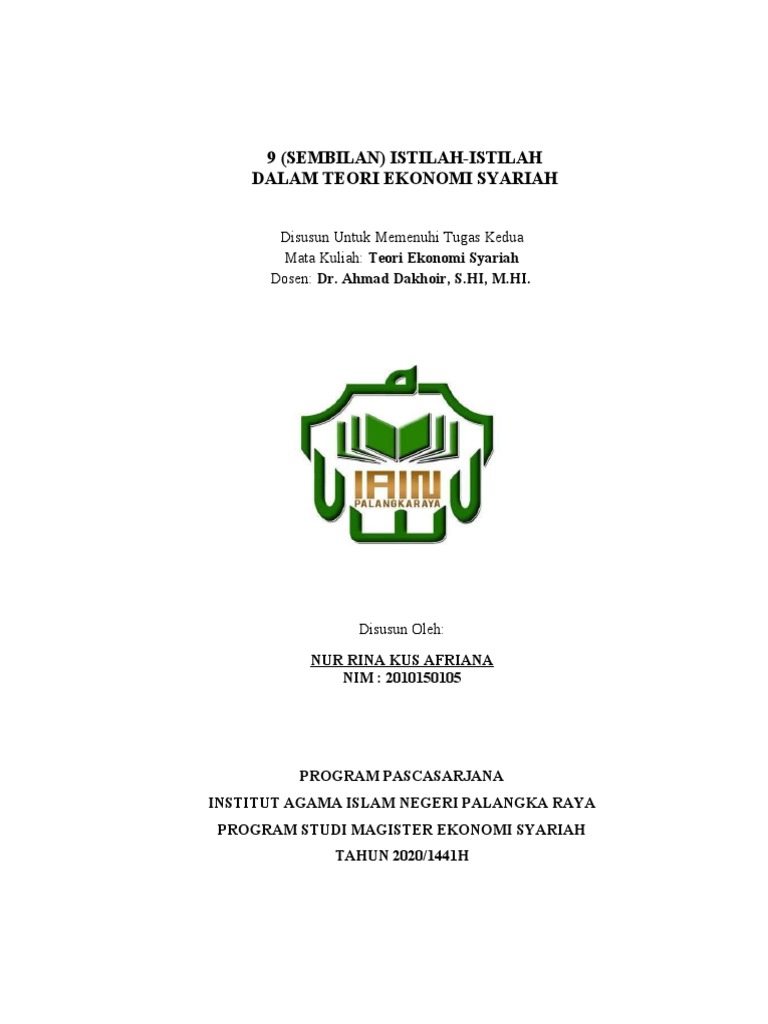 Nurrinakusafriana 2010150105 TGS2 9teoriekonsyariah | PDF