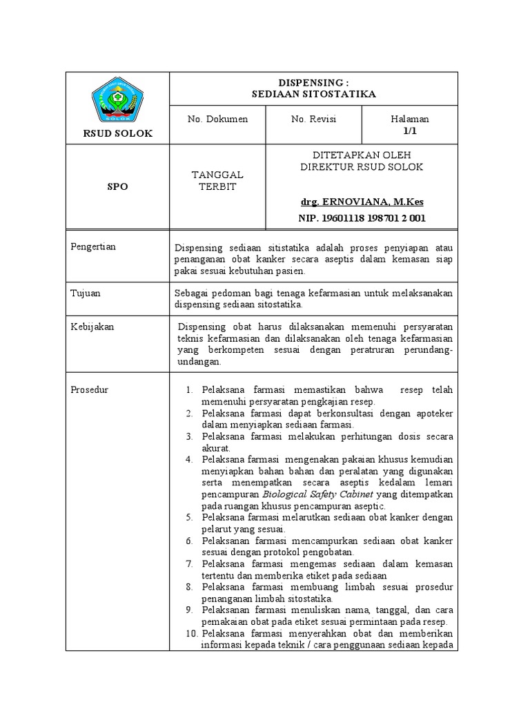 327642216 Spo Sediaan Sitostatika | PDF