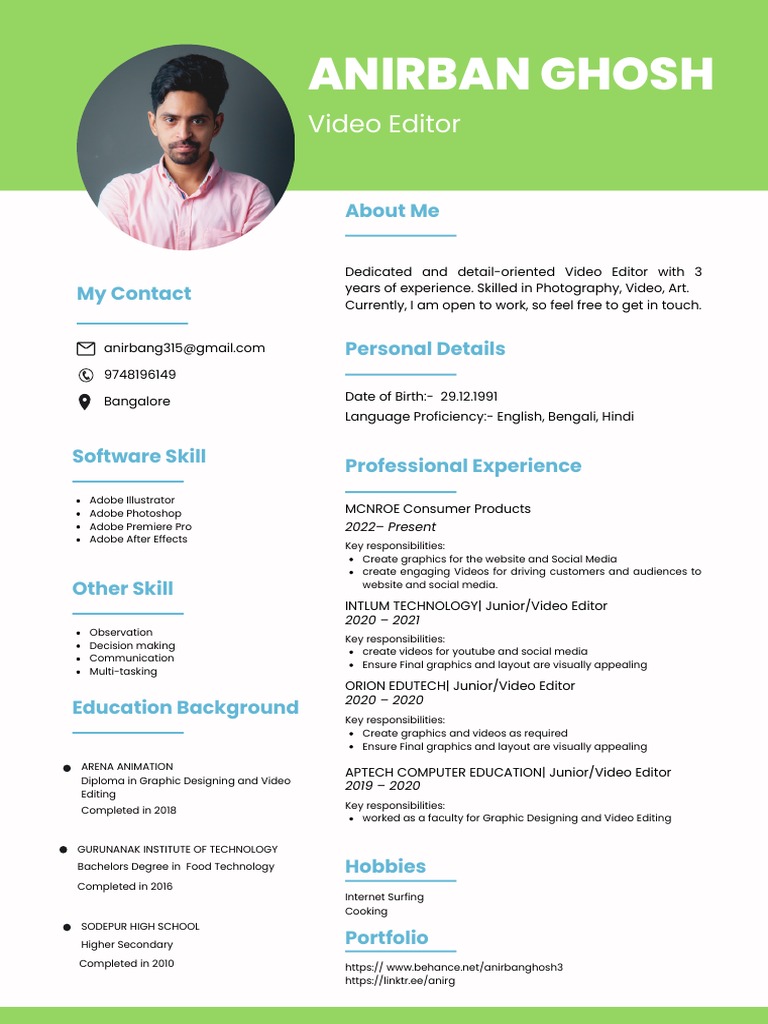 Anirban's Resume | Download Free PDF | Graphics | Communication