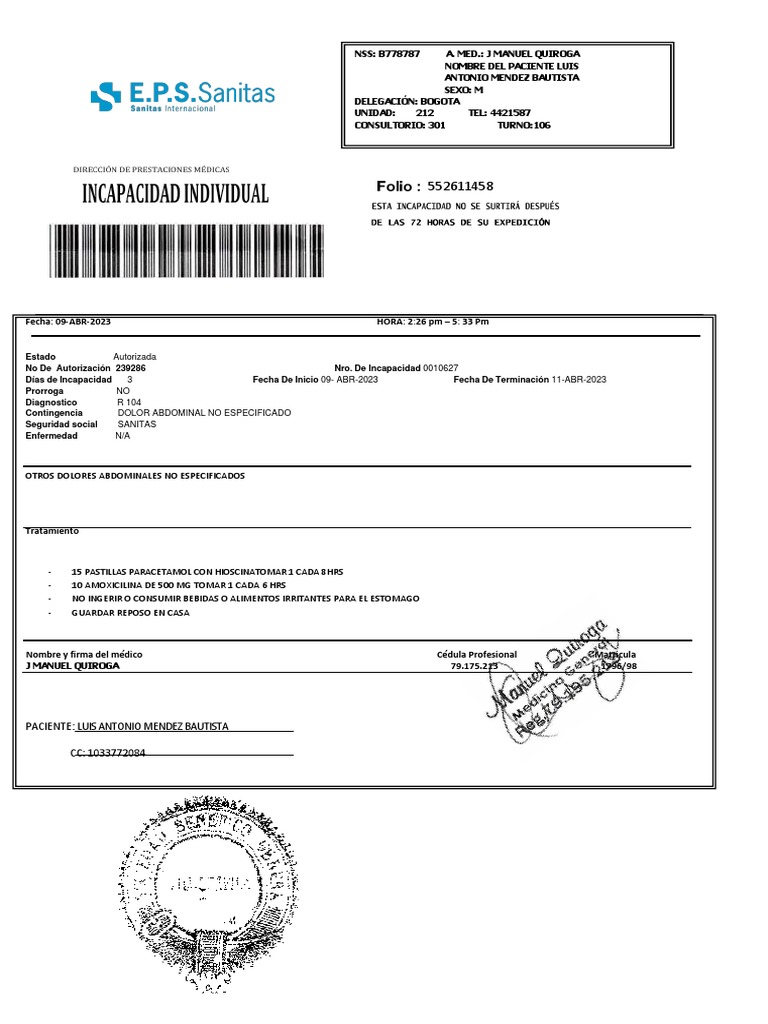 Excusa-Medica Luis A | PDF