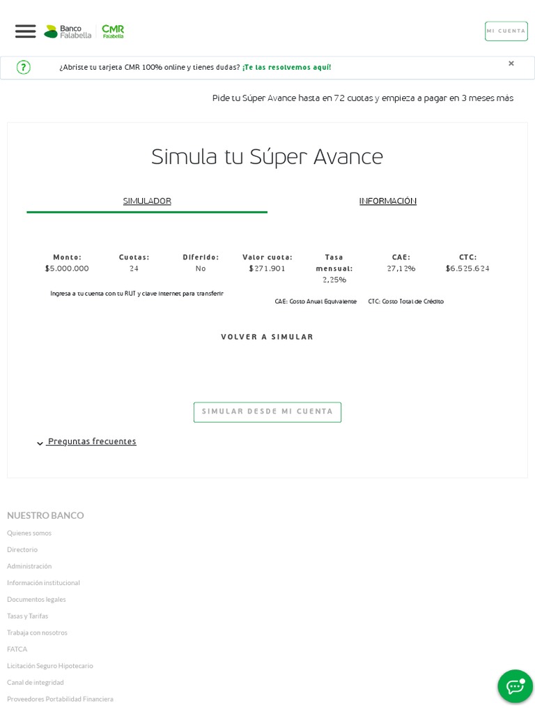 SUPER - AVANCE - CMR - Banco Falabella | PDF | Bancos | Servicios ...