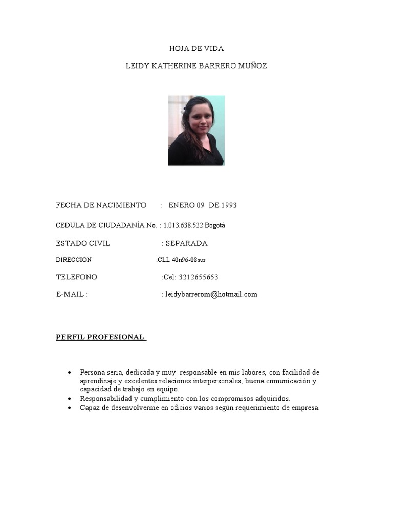 Hoja de Vida Luz Dary | PDF