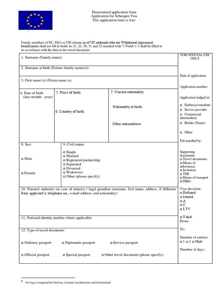 New Schengen Application Form English Ed 2022 | PDF | Travel Visa ...