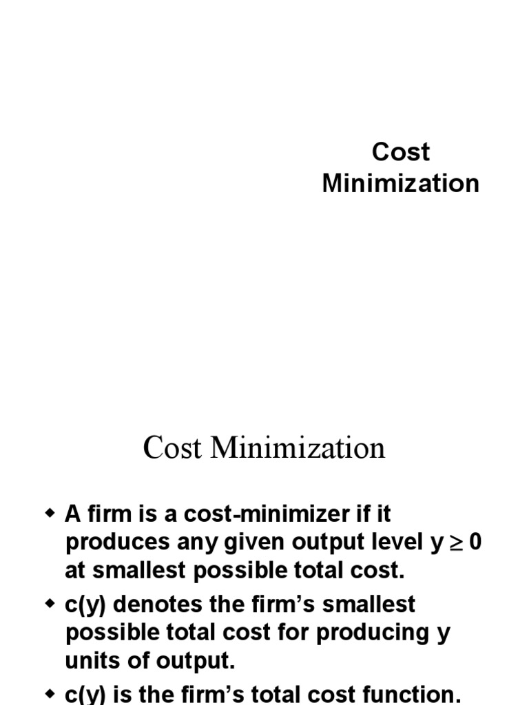 Cost Minimization | PDF | Financial Economics | Business Process