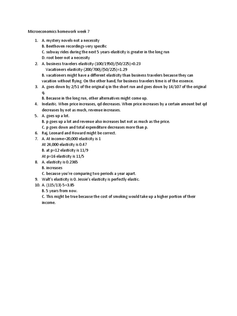 Microeconomics homework week 7 | PDF