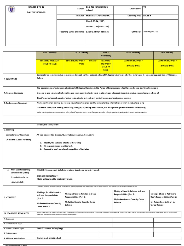 DLL Week 6 Q3 NMS | PDF | Learning | Teachers