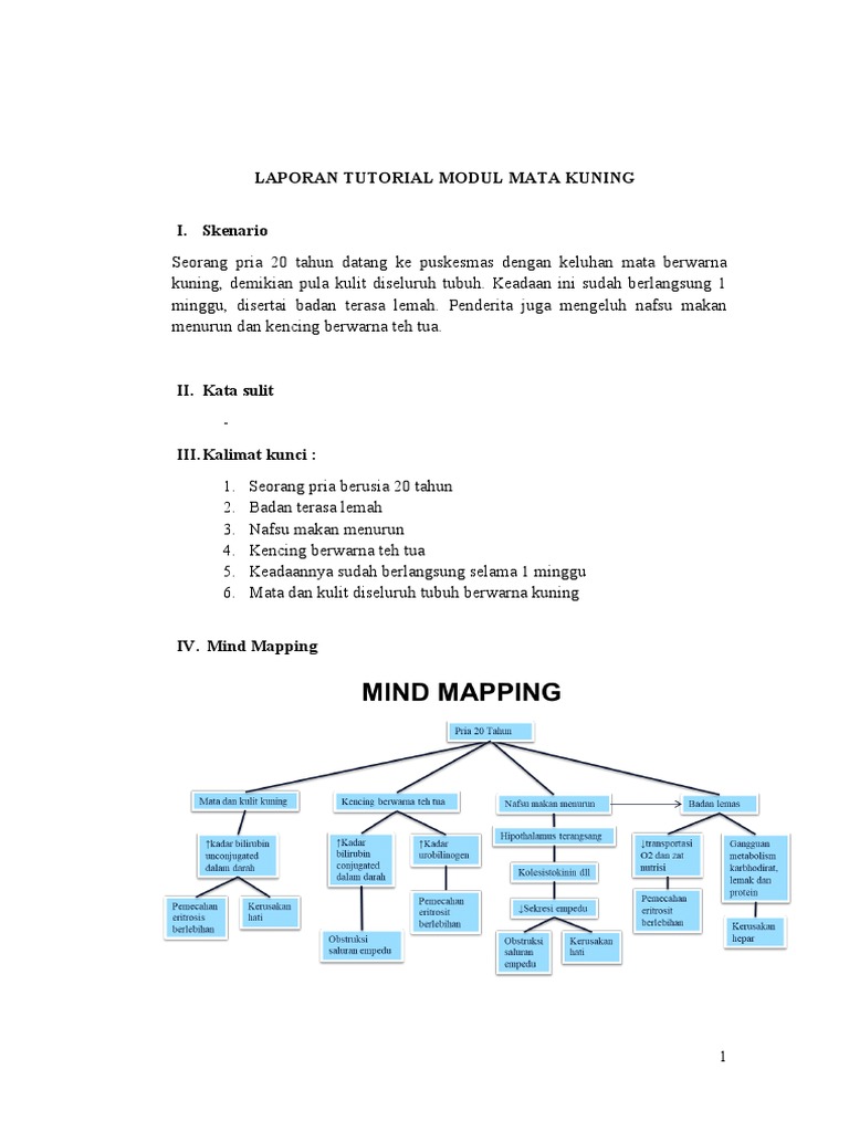 Laporan Tutorial Modul Mata Kuning I. Skenario | PDF