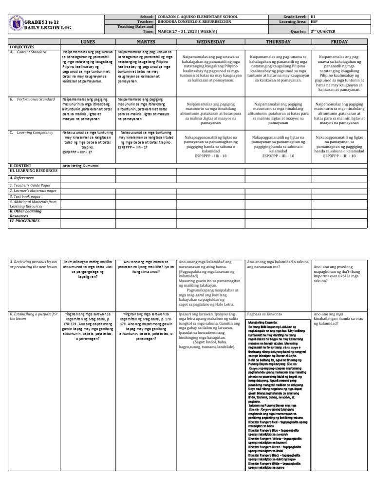 DLL - Esp 3 - Q3 - W8 | PDF