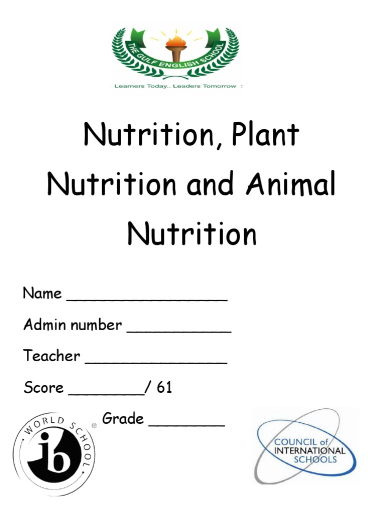 Nutrition Test Score and Mark Scheme | PDF