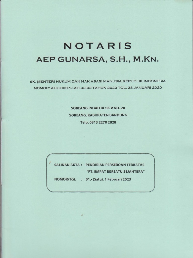 Akte Pendirian EBS | PDF