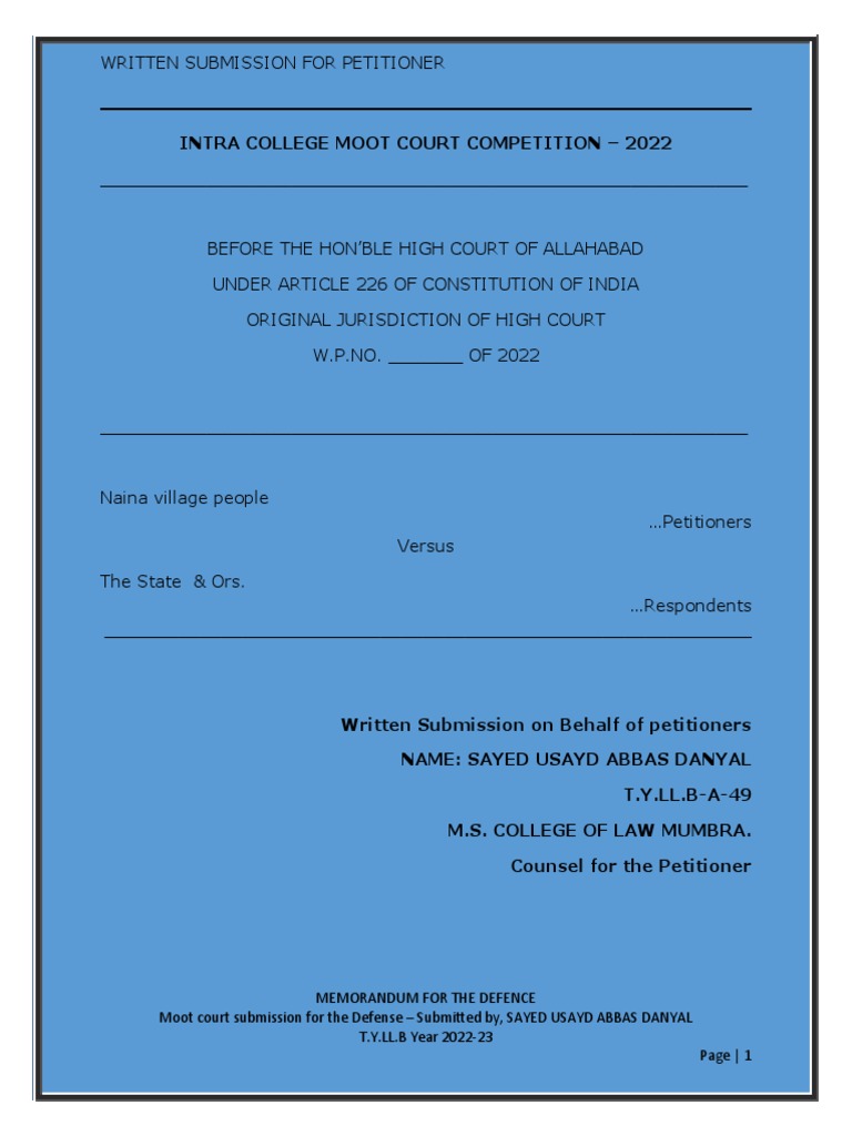 Memorial Usayd-A-49 | PDF | Damages | Negligence