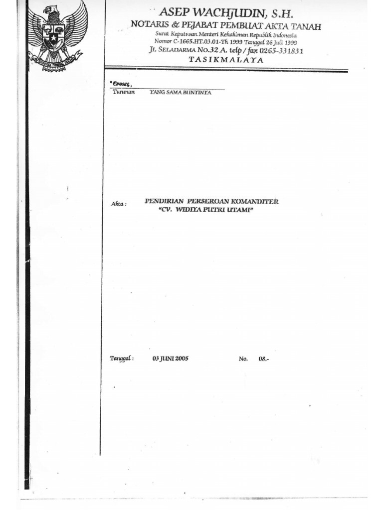 AKTA Pendirian | PDF