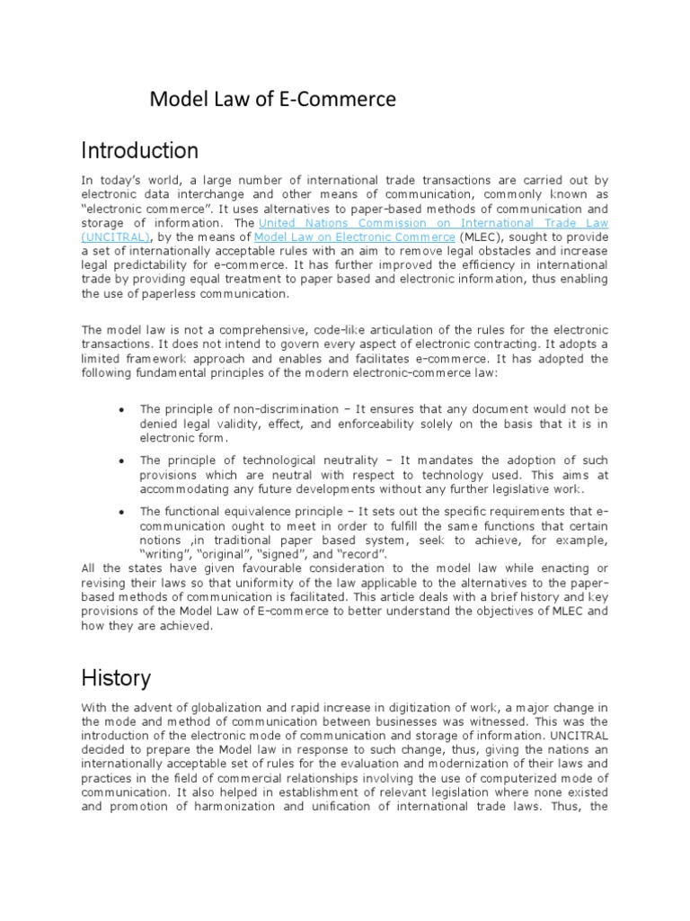 Model Law of e - Commerce | PDF | E Commerce | Information
