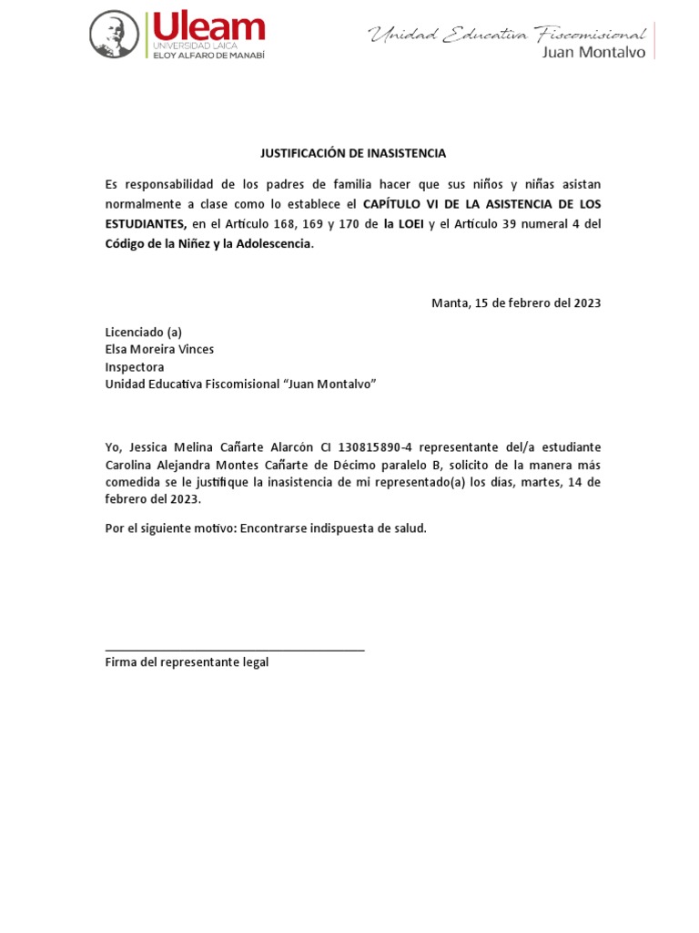 Formatos de Justificacion | PDF