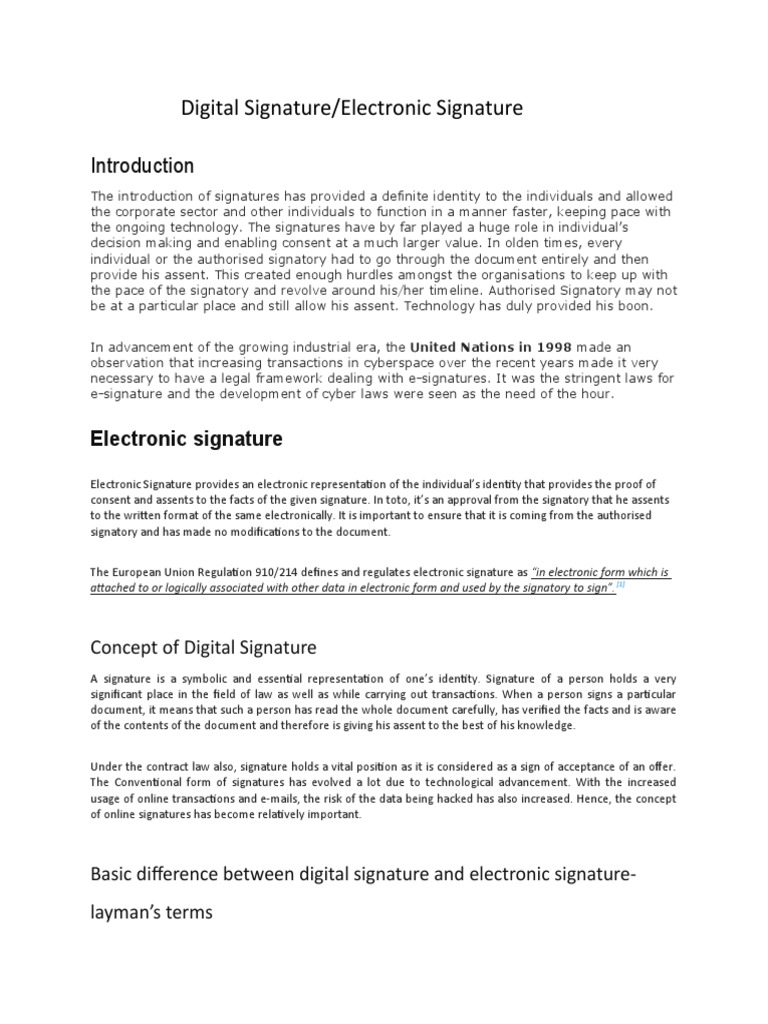 Digital Signature vs Electronic Signature - Key Differences | PDF ...