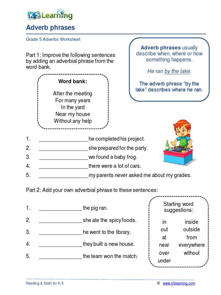 Grade 5 Adverb Phrases C | PDF