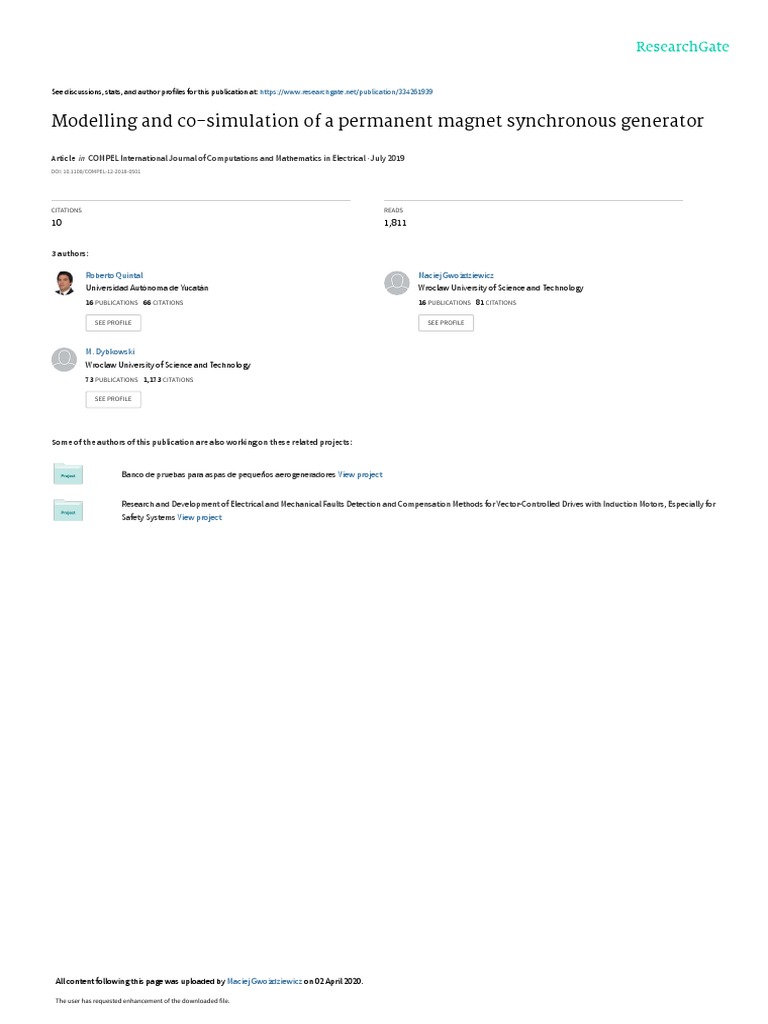 Modelling and Co-Simulation of A Permanent Magnet Synchronous Generator ...