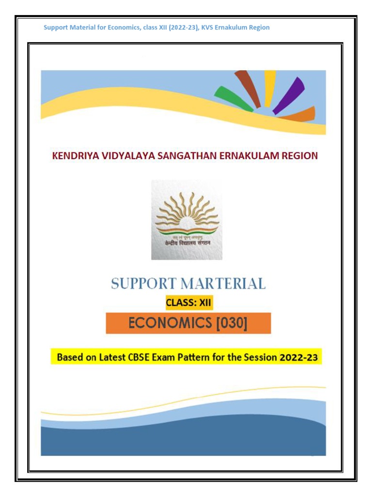 Support Material For Economics, Class XII (2022-23), KVS Ernakulum ...