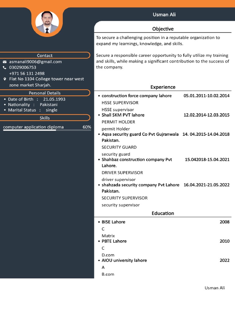Usman Ali - CV-1 | PDF