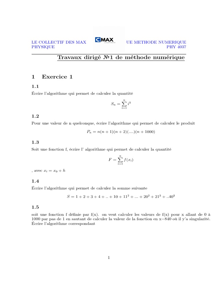 Fiche de td1 Methode Numerique | PDF | Analyse numérique | Programmation informatique