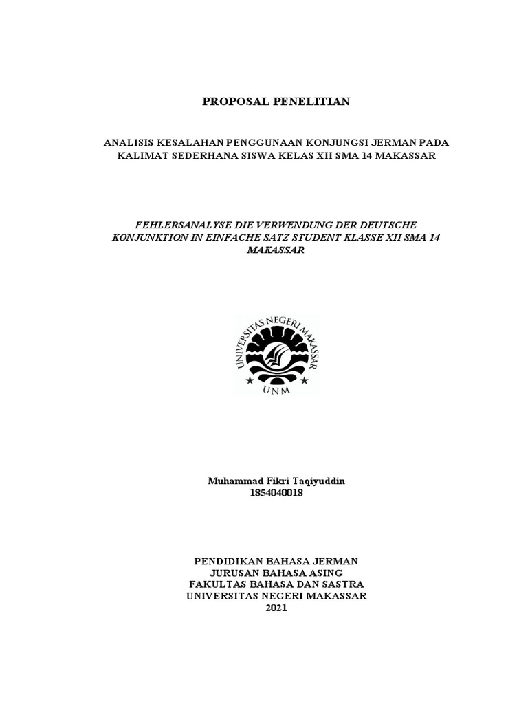Proposal Penelitian Muhammad Fikri Taqiyuddin - Baru Awal | PDF Proposal Penelitian Muhammad Fikri Taqiyuddin - Baru Awal | PDF