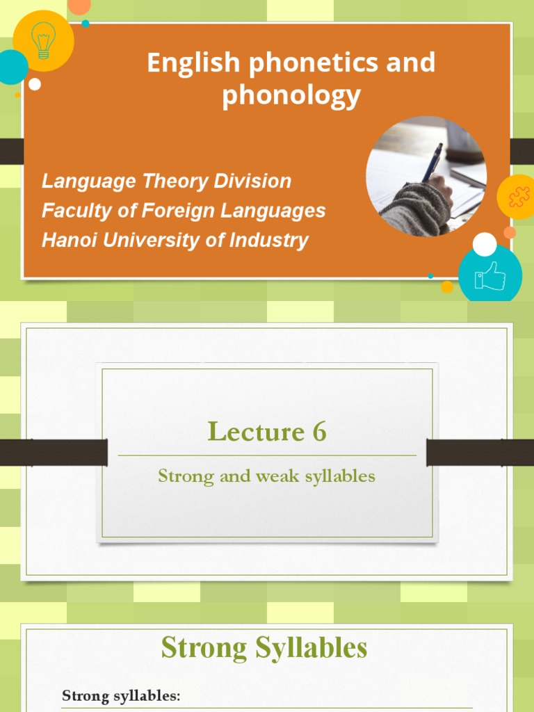 W6.Strong - Weak Syllables | PDF | Syllable | Vowel