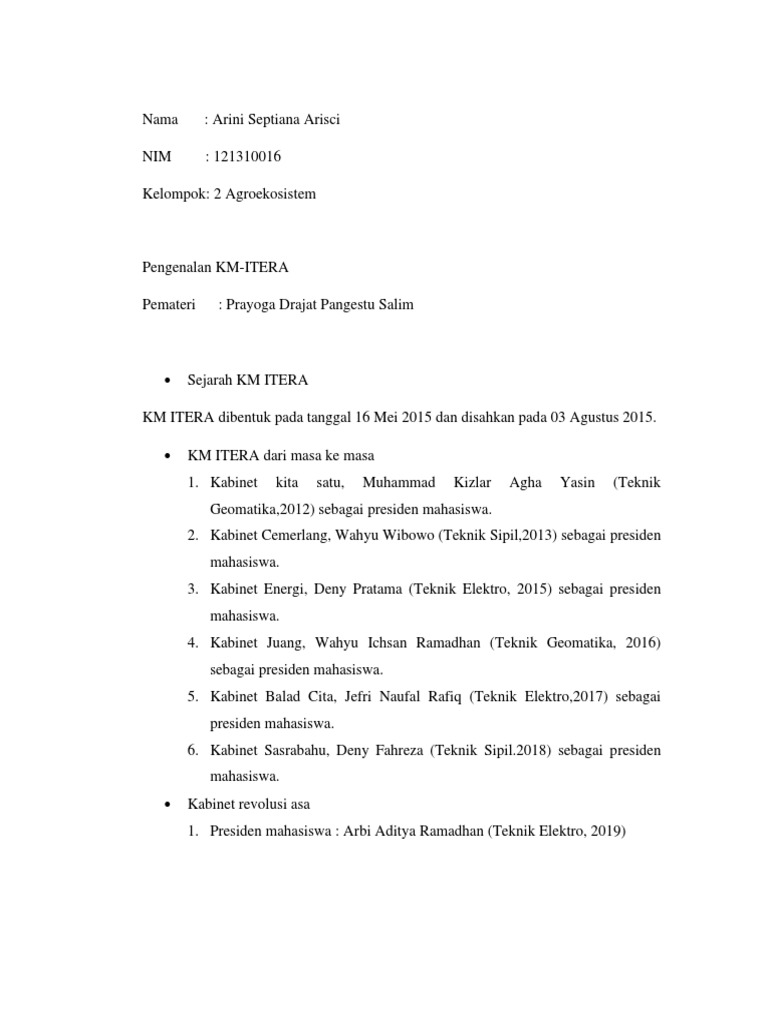 Resume Pengenalan KM-ITERA | PDF