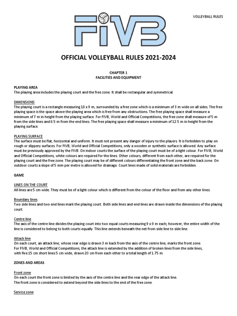 Official Volleyball Rules 2021-2024: Facilities, Equipment, and ...