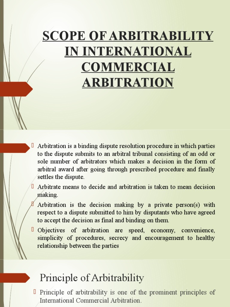 Scope of Arbitrability in International Commercial Arbitration | PDF ...